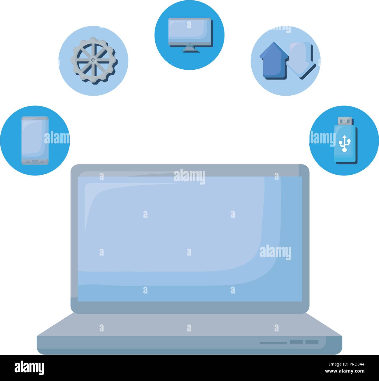 laptop computer with data center icons vector illustration design Stock ...