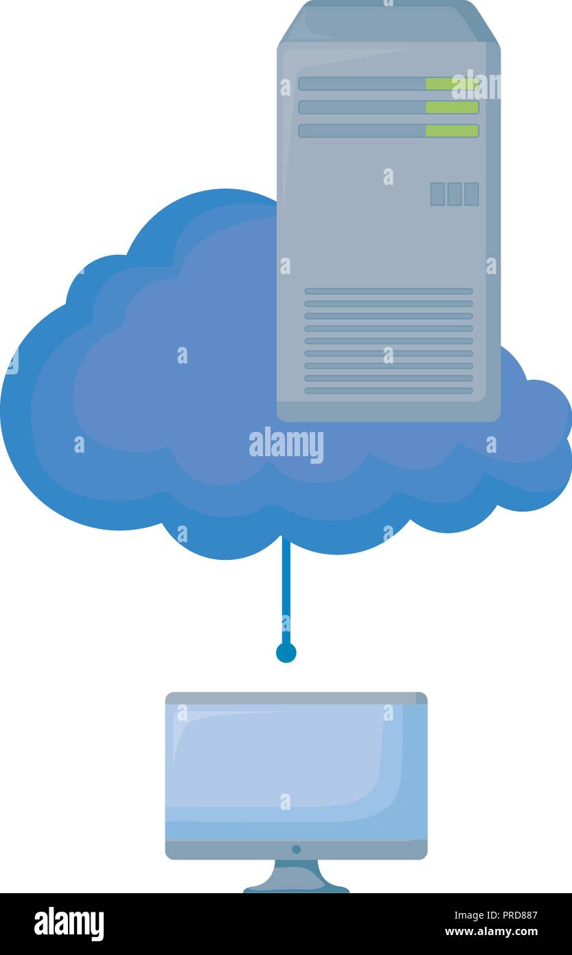 computer monitor with circuit cloud and server vector illustration design Stock Vector Image ...