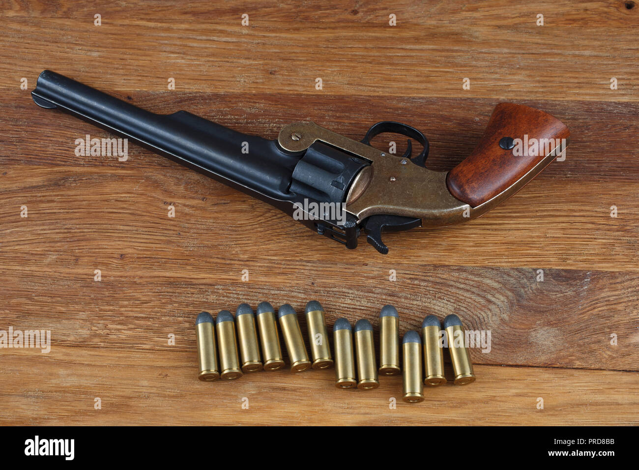 .44 smith and wesson single action revolver isolated on wooden ...