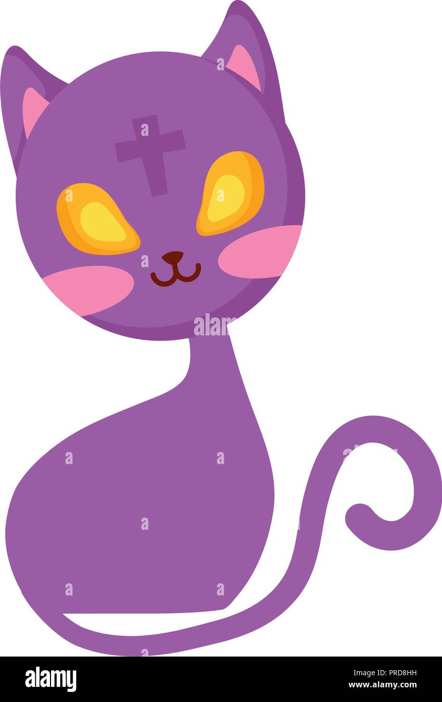 halloween cute cat with cross vector illustration design Stock Vector ...