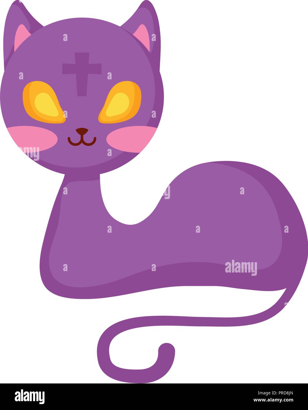 halloween cute cat with cross vector illustration design Stock Vector ...