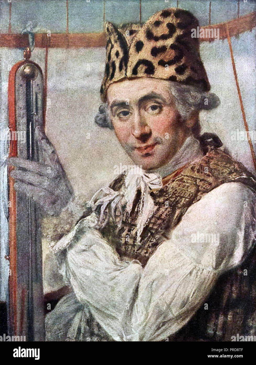 JOHN JEFFRIES (1745-1819) Boston-born British physician and scientist shown measuring ...