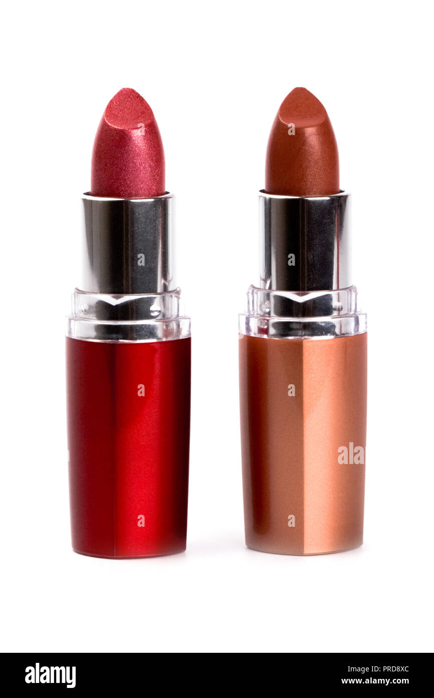 two lipsticks isolated on white background Stock Photo - Alamy