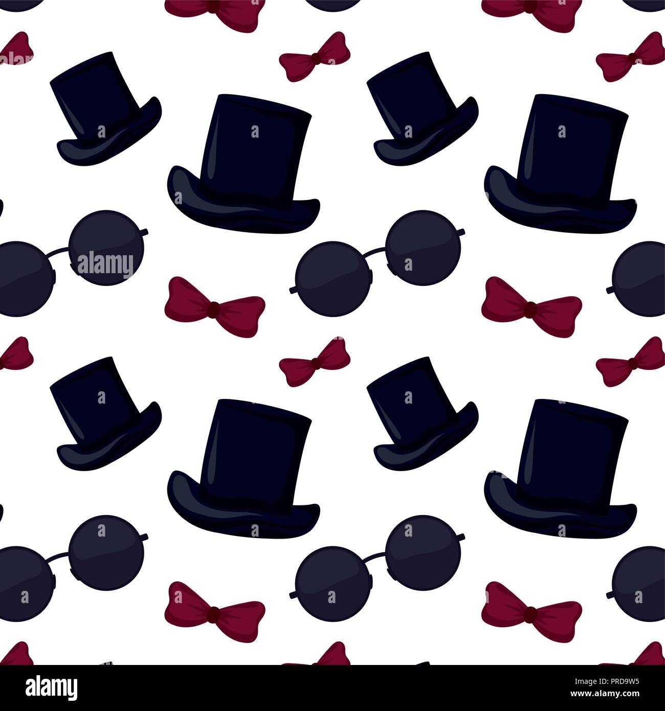 high top hat with bowtie and sunglasses pattern vector illustration ...