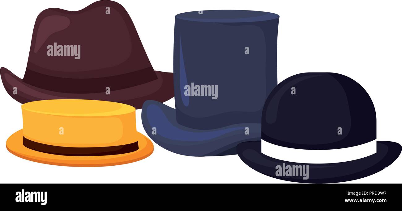 elegant set hats male styles vector illustration design Stock Vector ...