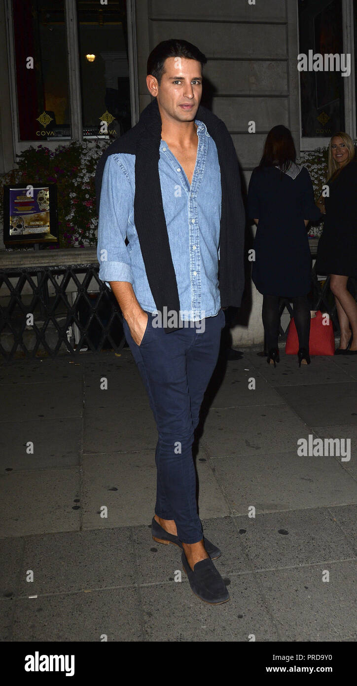 Binky Felstead and friends Olivia Bently and Oliver Locke at Coya ...