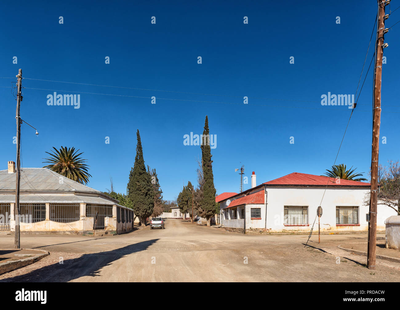 PETRUSVILLE, SOUTH AFRICA, AUGUST 6, 2018: A street scene with old ...
