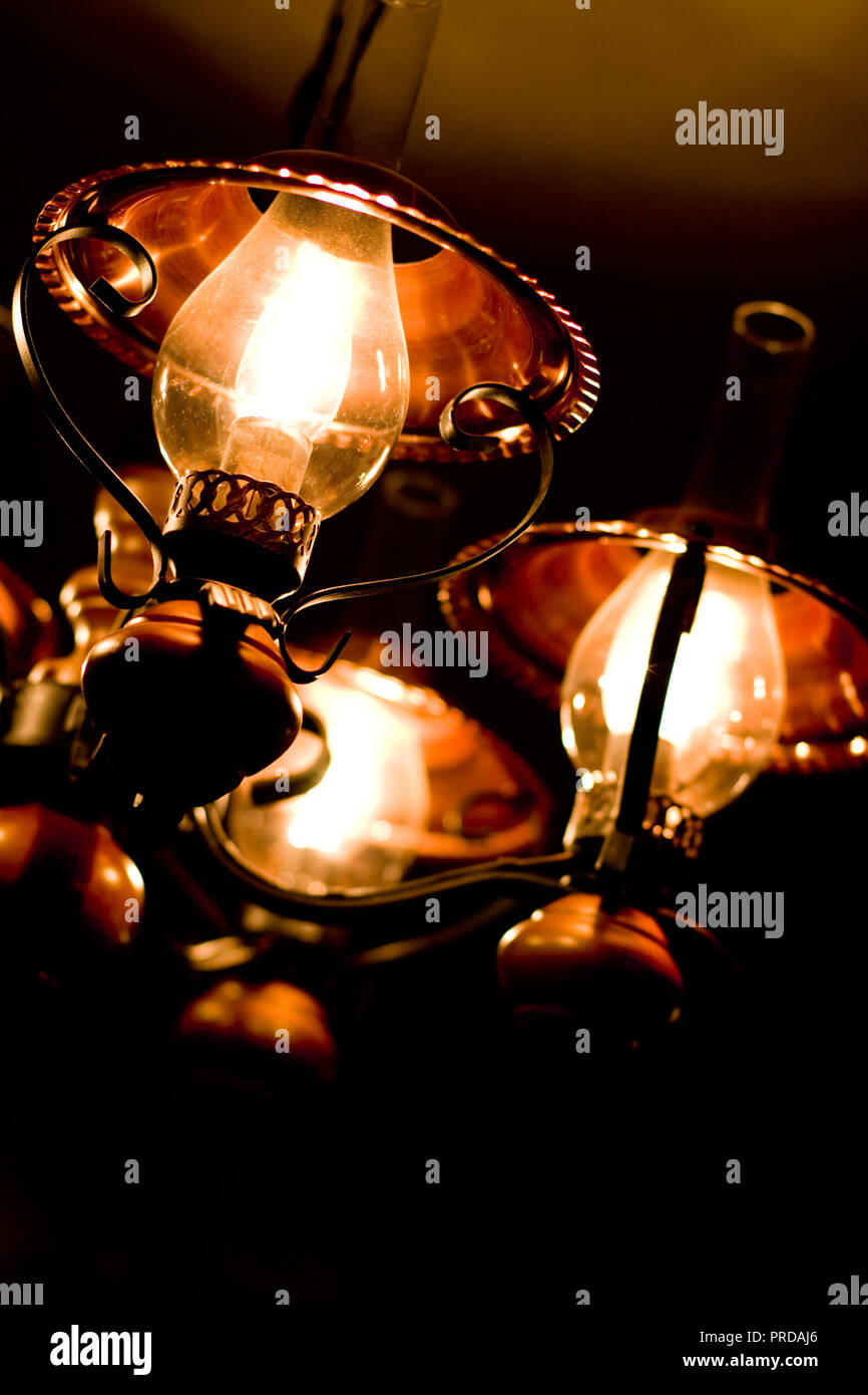 elegant old-fashioned lamp on black background Stock Photo - Alamy