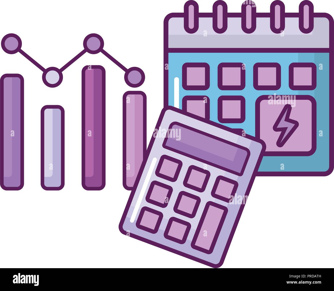 calendar reminder with statistics and calculator vector illustration ...