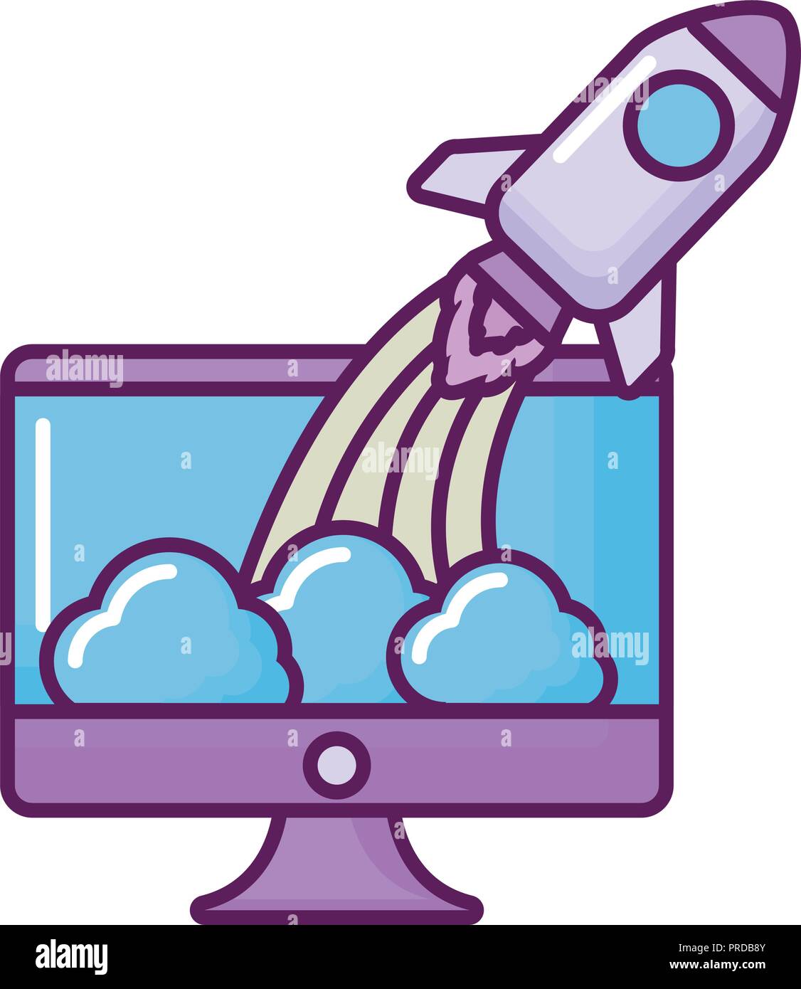 computer with rocket launcher vector illustration design Stock Vector ...