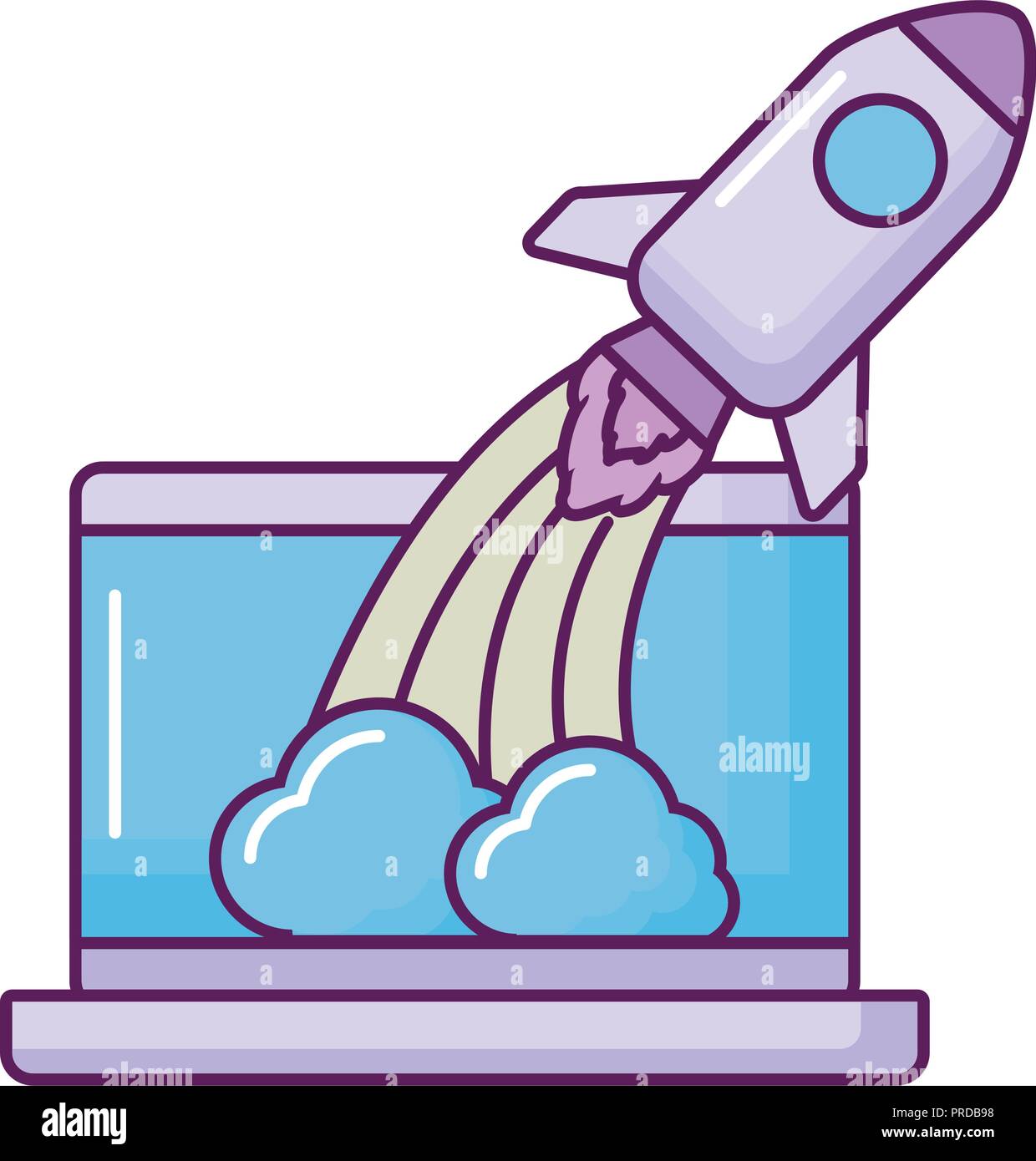 laptop computer with rocket launcher vector illustration design Stock ...