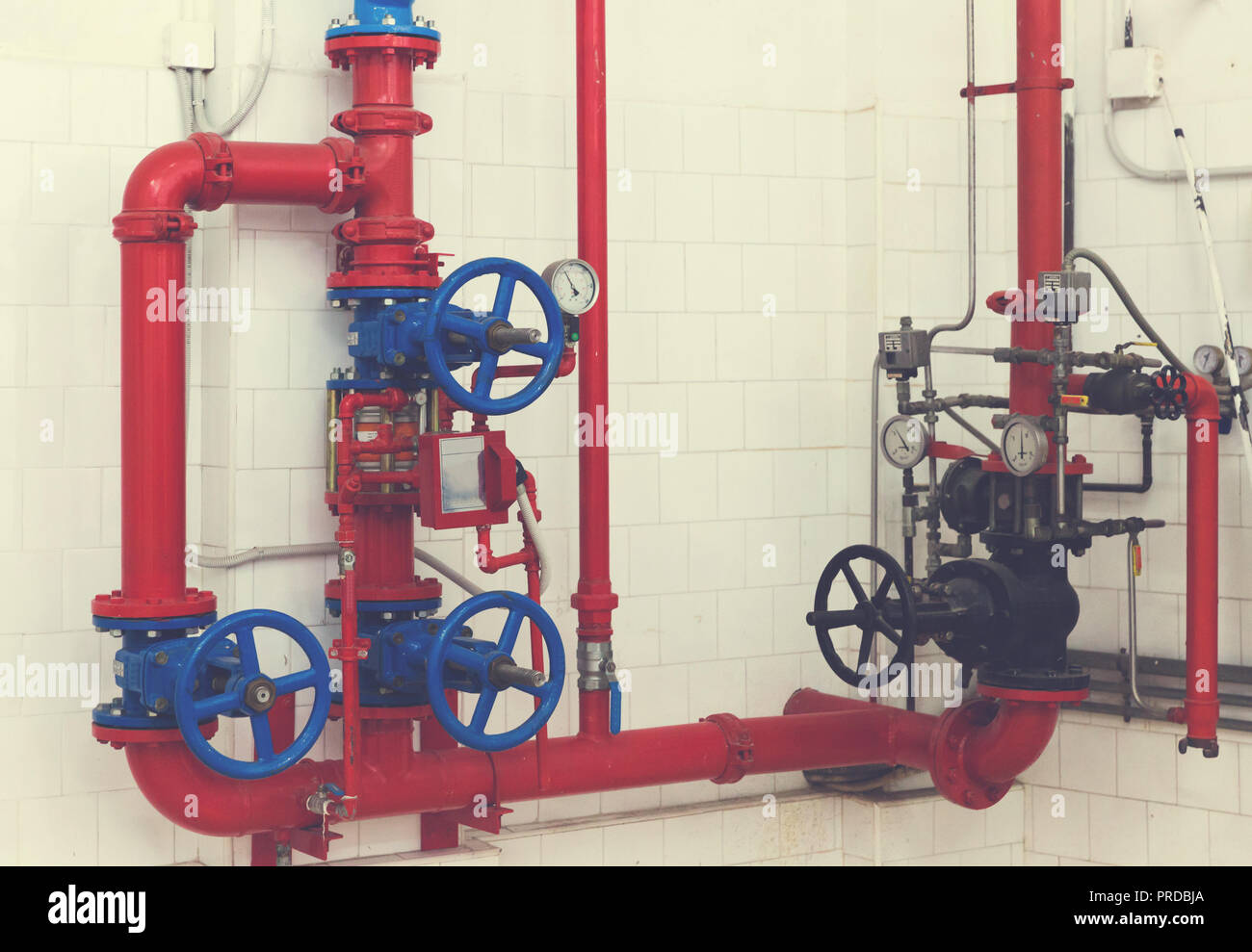 Control equipment of building heating system in boiler room Stock Photo ...