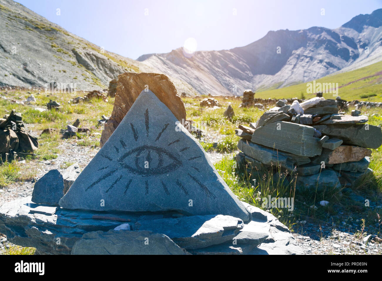 Stone symbol of worship of the gods, paganism Stock Photo - Alamy