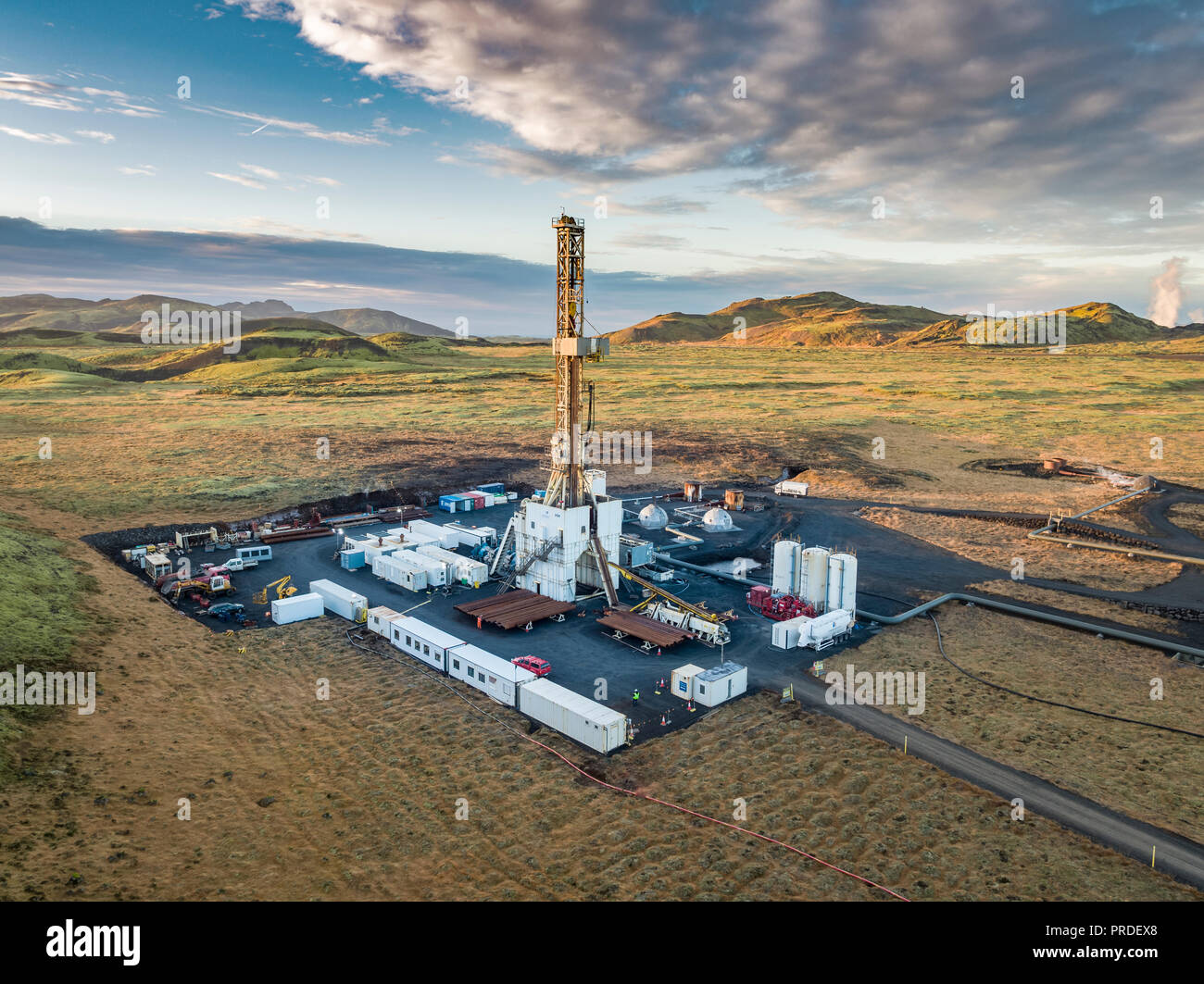 Drilling Rig, Hverahlidarvirkjun Geothermal Power Plant, Iceland Stock ...