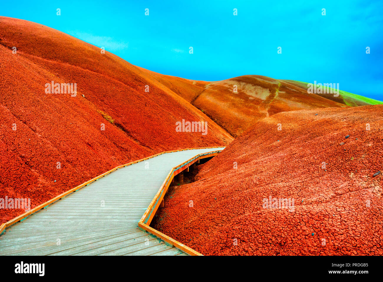 Boardwalk between mounds of Textured claystone, part of the Painted ...
