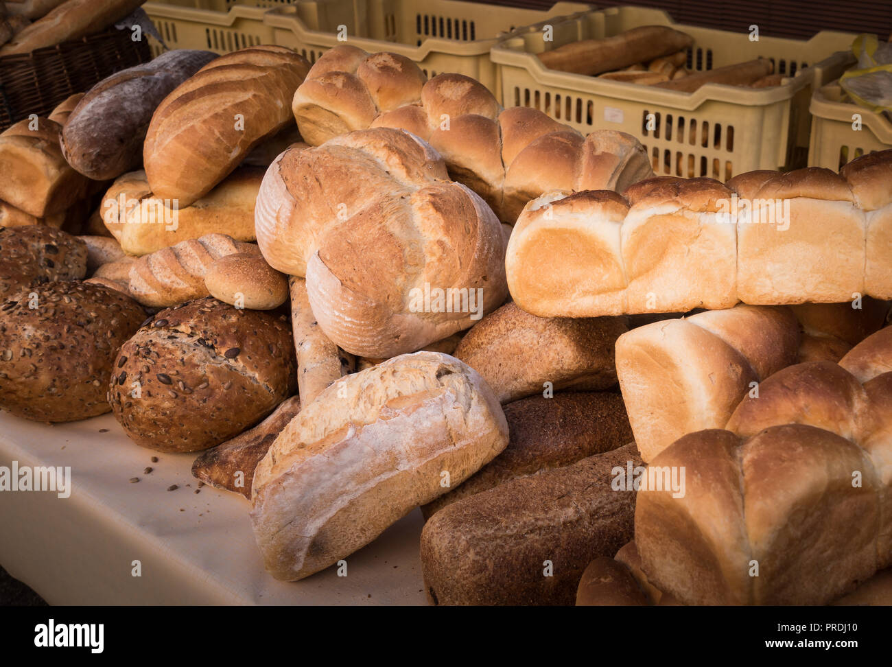 Assortment of bread in the shop. Different fresh bread on market Stock ...