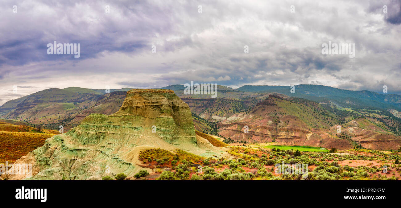 High desert Panoramic landscape full of geological features in the John ...