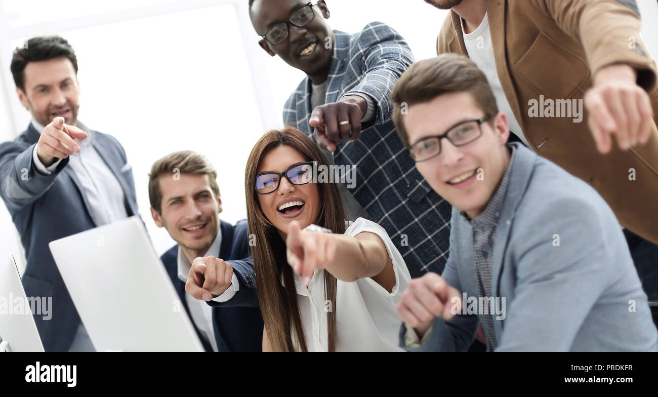 professional business team pointing at you Stock Photo - Alamy
