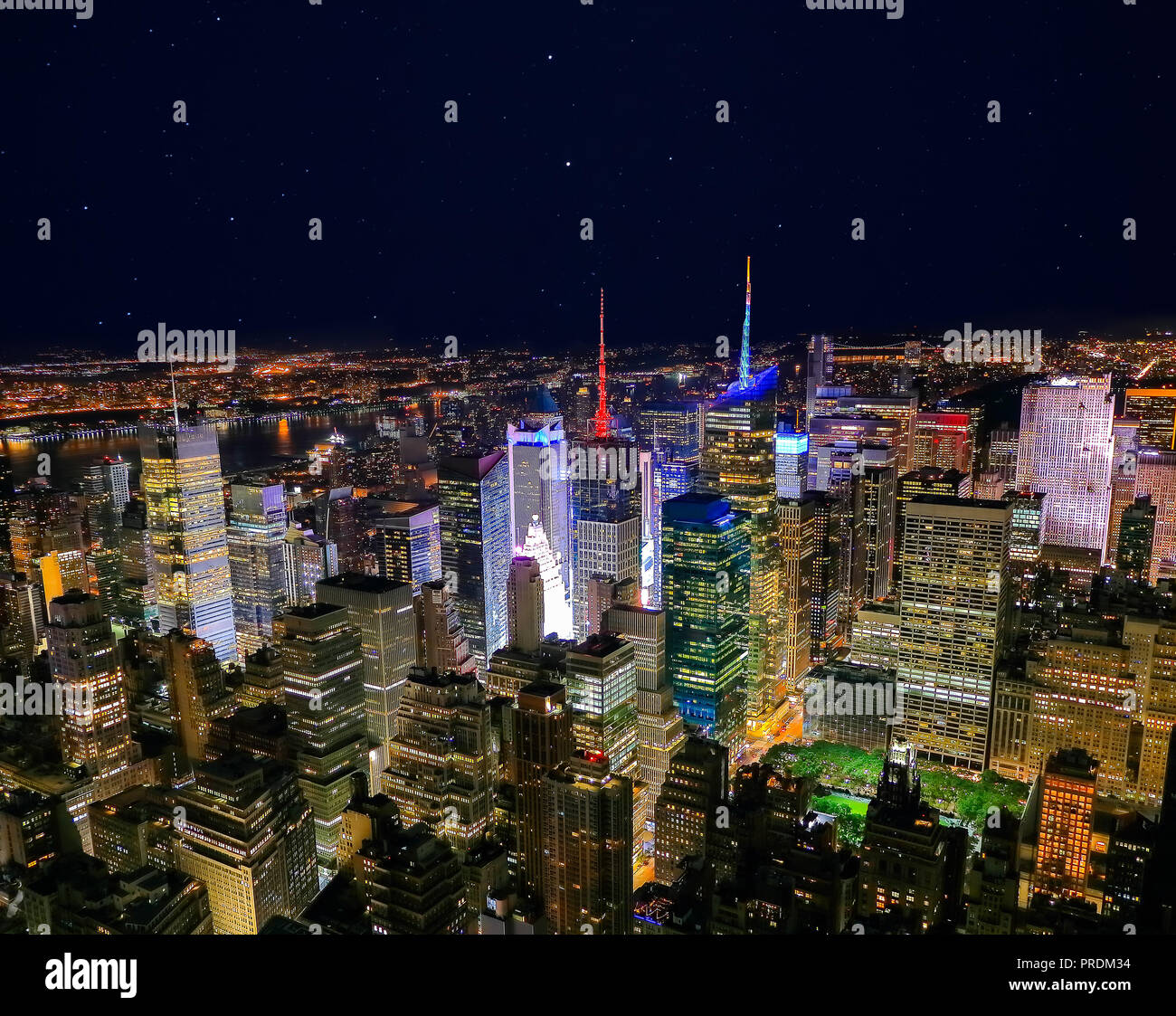 Aerial view of Times Square in the night Stock Photo - Alamy
