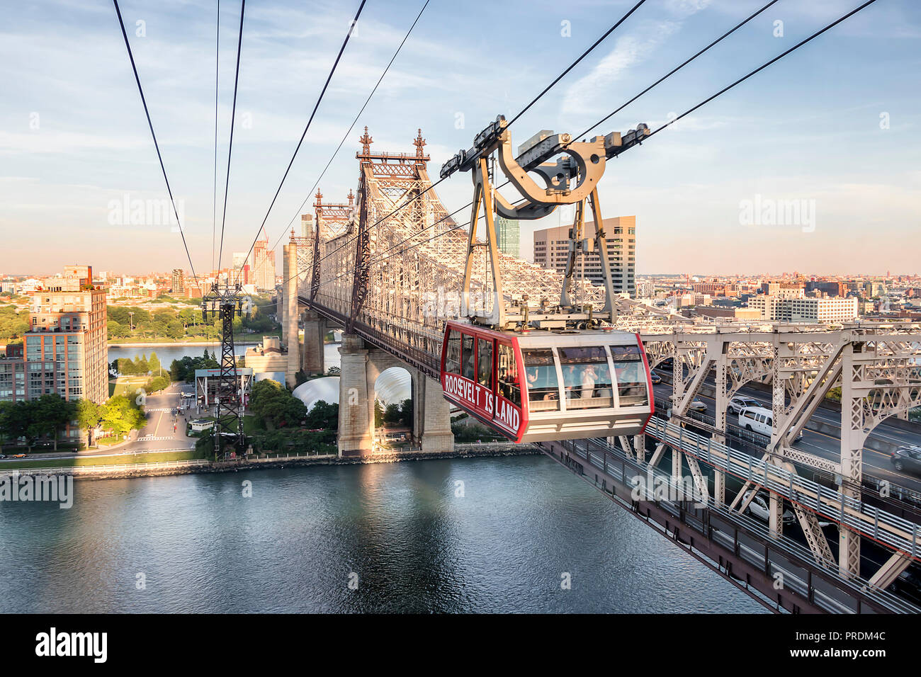 New York City, USA - June 11, 2017: views from Roosevelt Island cable ...
