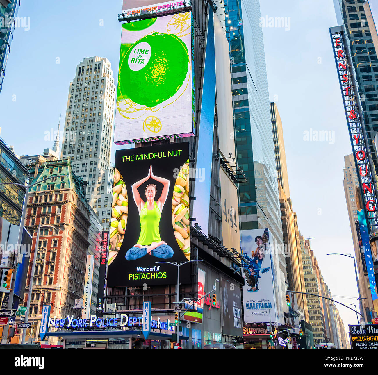 New York City, USA - June 12, 2017: Advertisements in times square at ...