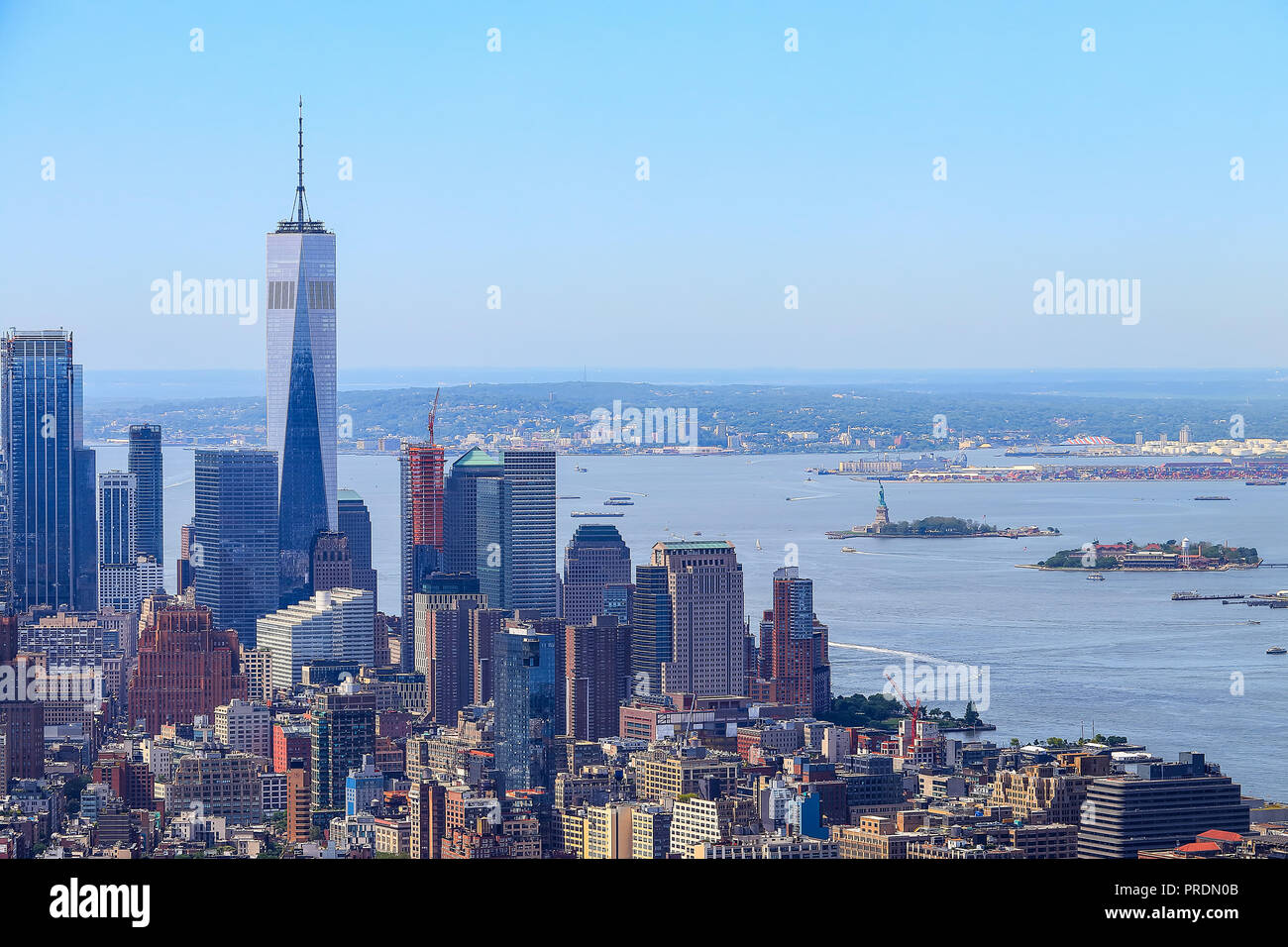 New York City south view with morning mist Stock Photo - Alamy
