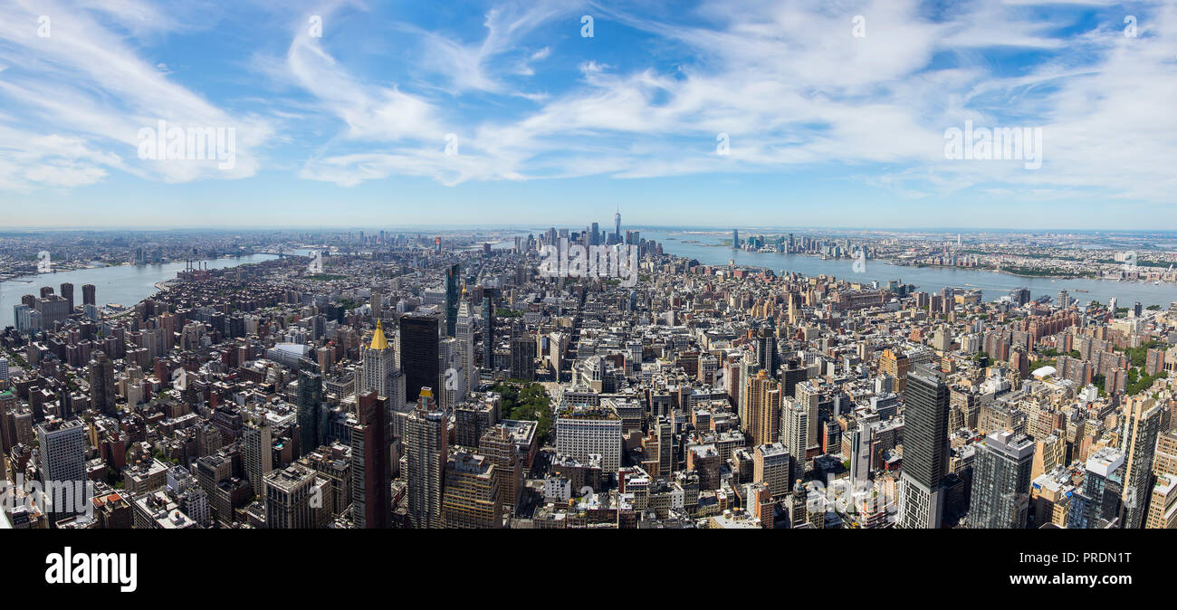 Aerial panoramic view of downtown Manhattan Stock Photo - Alamy