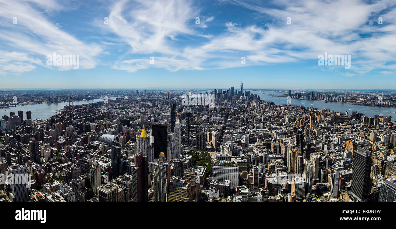 Aerial panoramic view of Manhattan south Stock Photo - Alamy