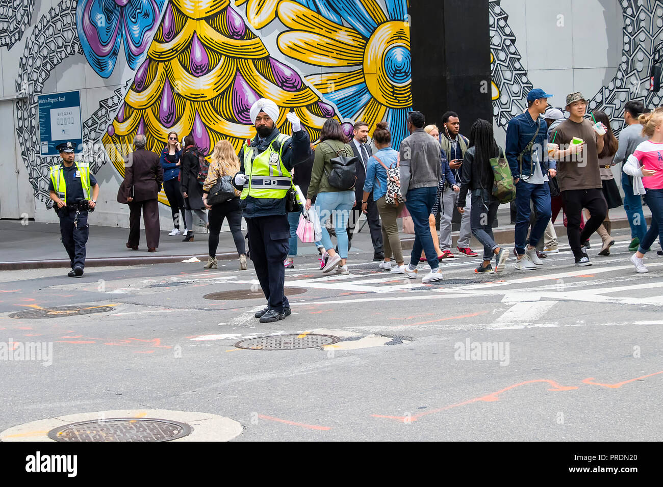 New York City, USA - June 7, 2017: NYPD Traffic officer wears turban ...