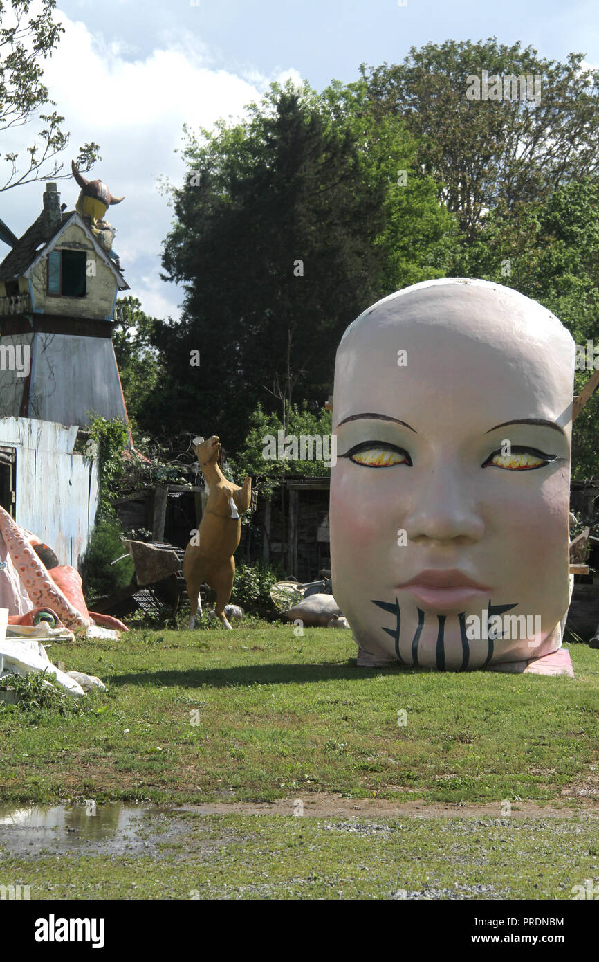 Oversized woman's head sculpture at Enchanted Castle Studio, Virginia ...