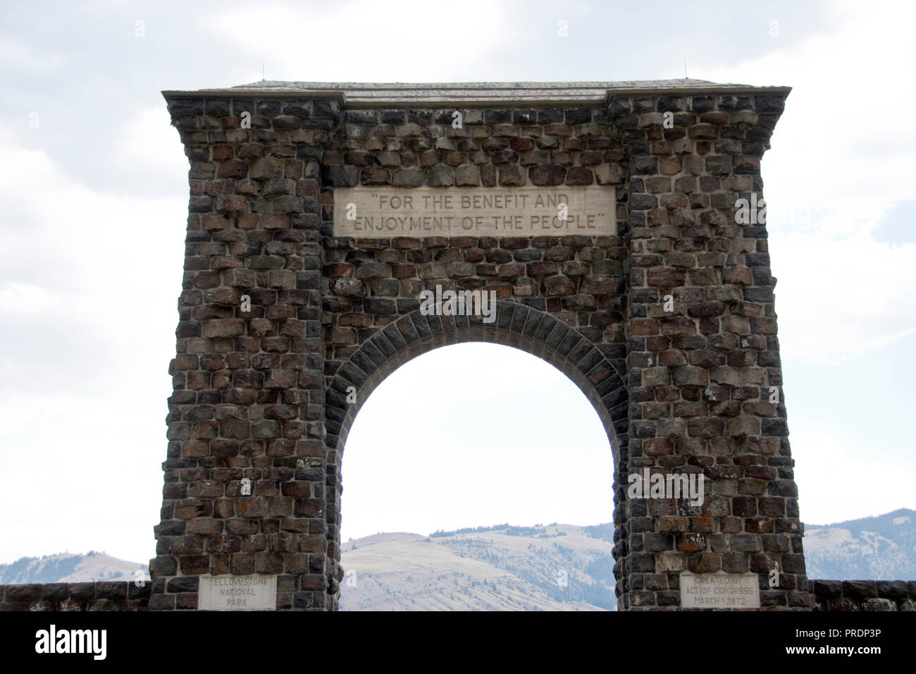 The Roosevelt Arch is a rustic arch at the north entrance to ...