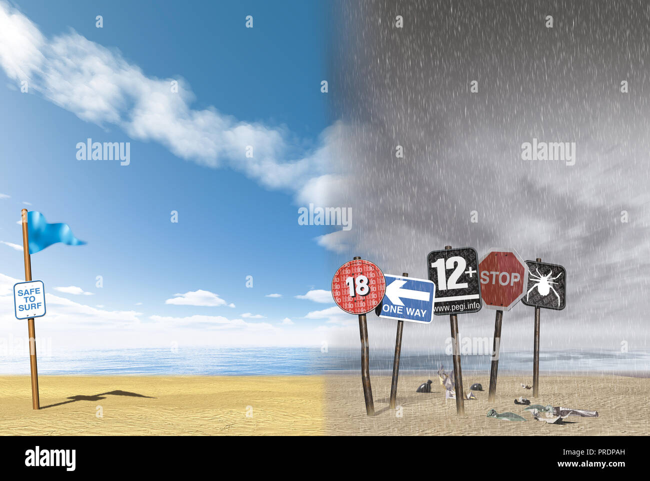 Signs on beach Stock Photo - Alamy