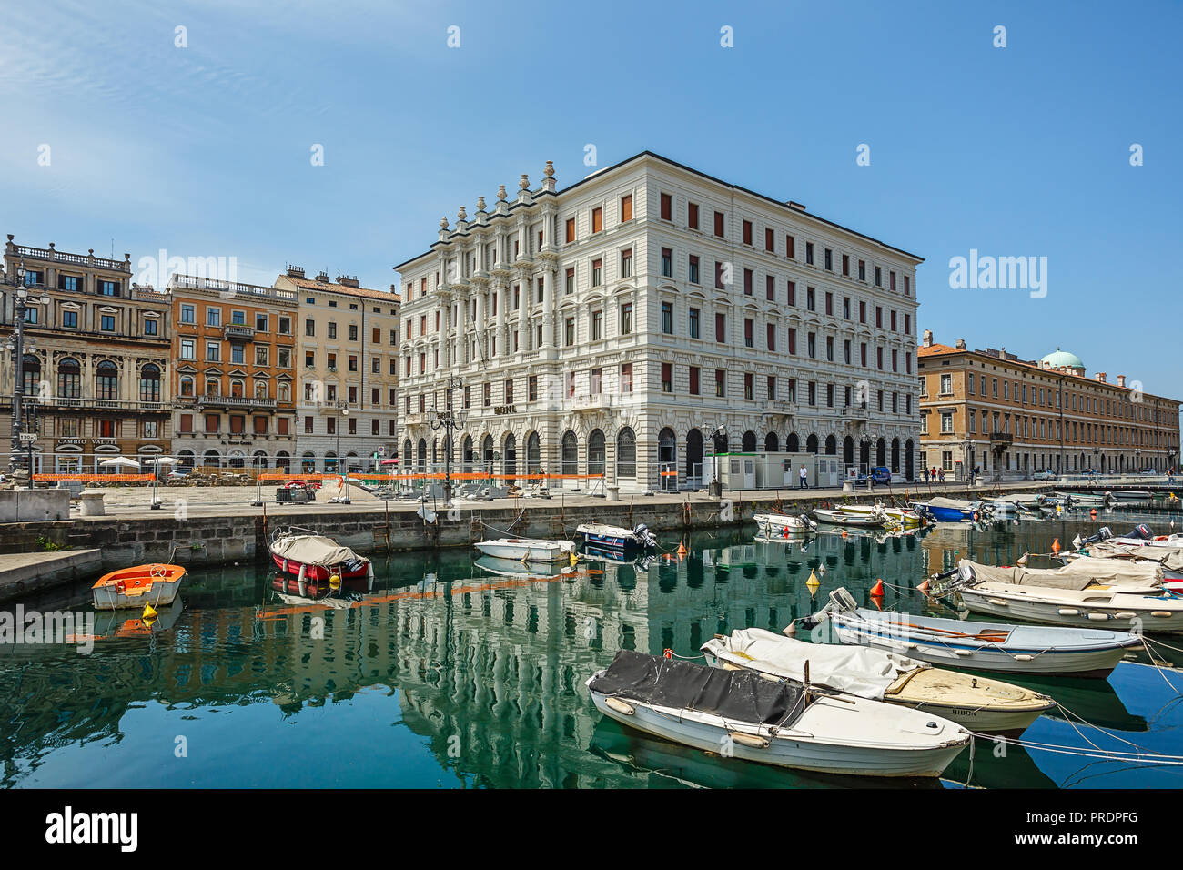 TRIESTE, ITALY - JULY 01, 2015: Canale Grande (Grand canal) in the city ...