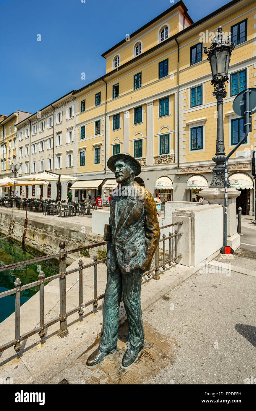 TRIESTE, ITALY - JULY 01, 2015: Statue of the famous poet James Joyce ...