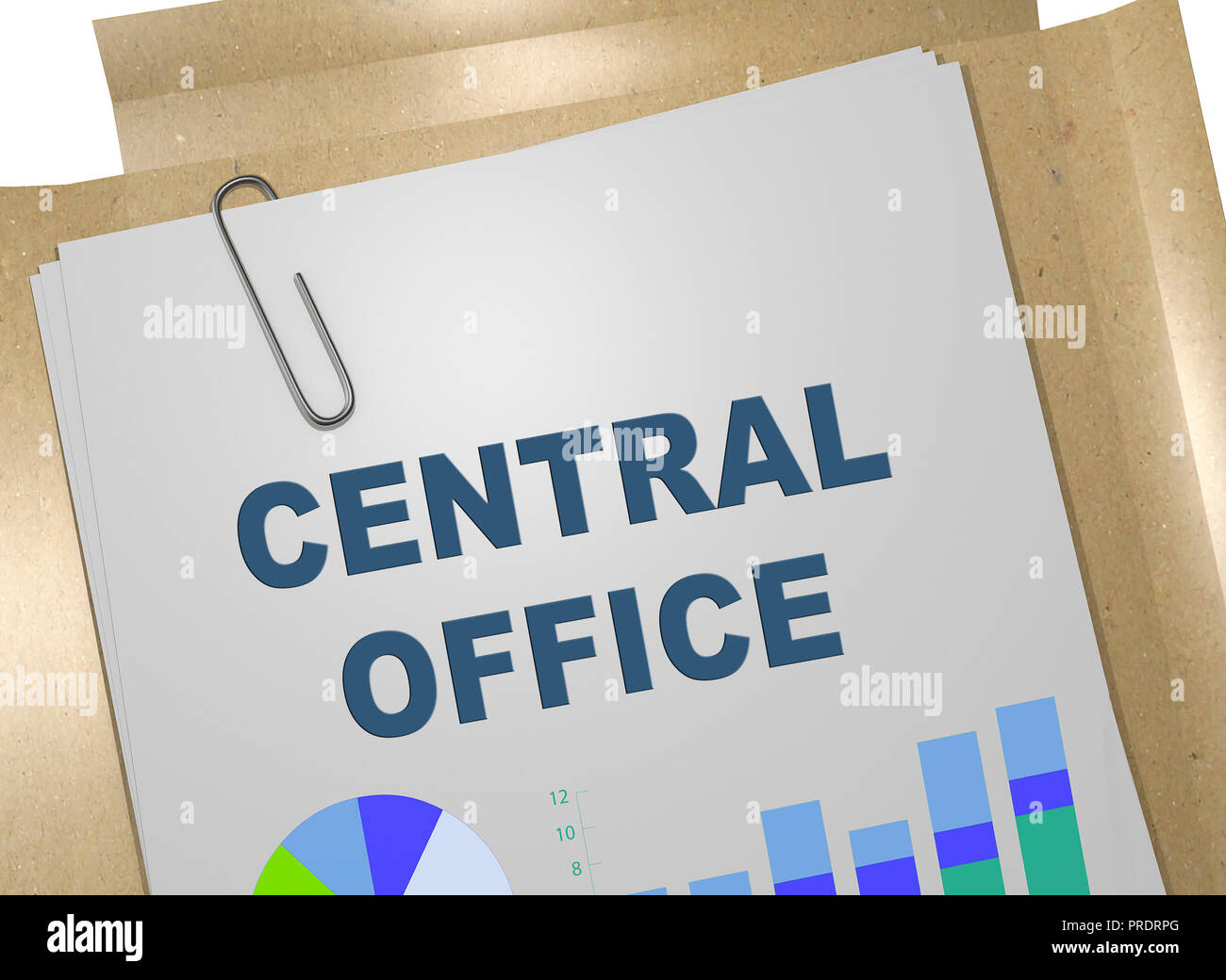 3D illustration of CENTRAL OFFICE title on business document Stock ...