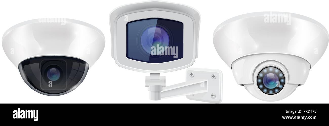 CCTV security camera. Ceiling and wall mounted devices Stock Vector ...