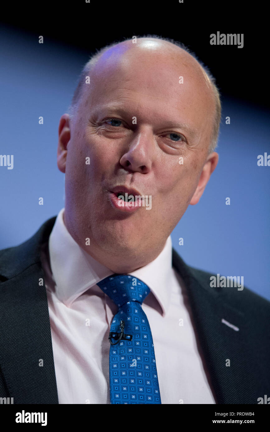 Birmingham, UK. 1st October 2018. Chris Grayling, Secretary of State ...