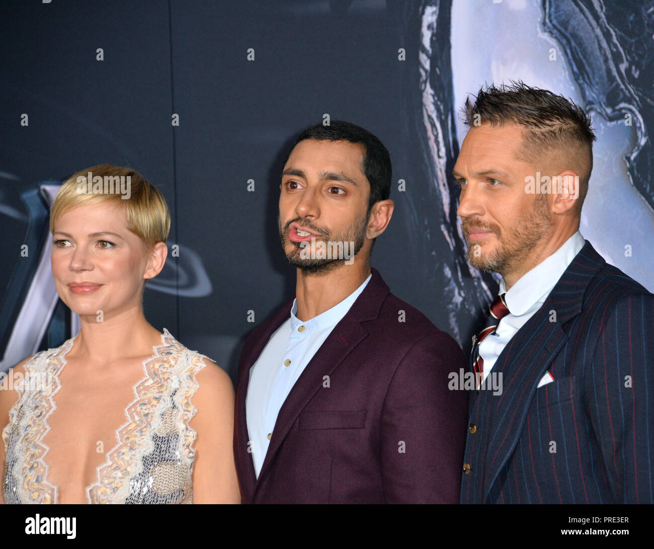 LOS ANGELES, CA. October 01, 2018: Michelle Williams, Riz Ahmed & Tom ...