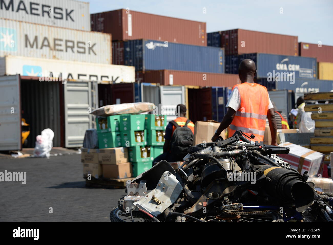 Accra, Ghana. 11th June, 2018. Containers in the Tema port are opened ...