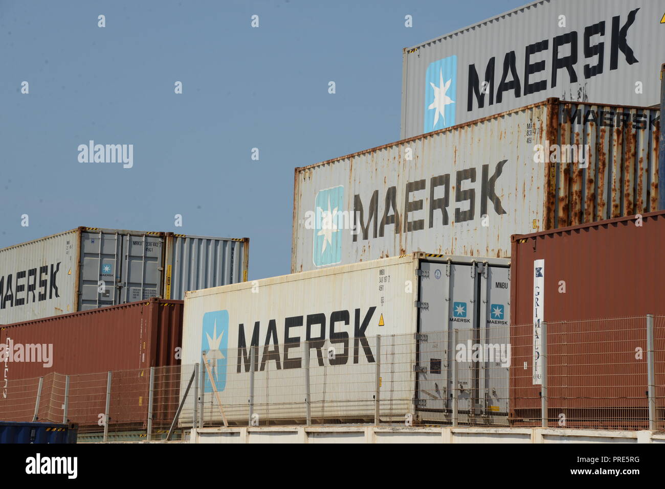 Accra, Ghana. 11th June, 2018. Containers are stacked in the Tema port ...