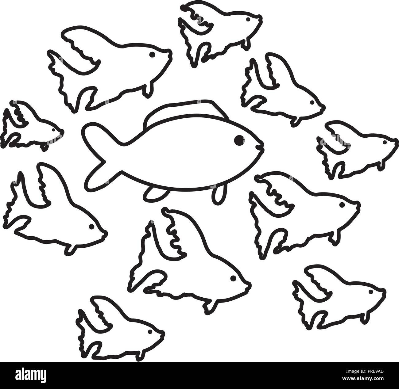 shoal fish animals isolated icon vector illustration design Stock ...