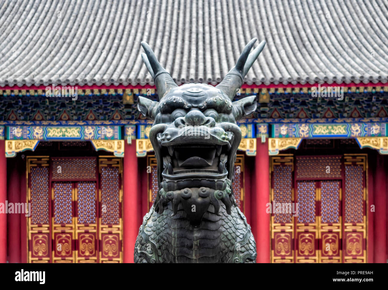 Bronze Dragon Statue at the Summer Palace, Beijing, China Stock Photo ...
