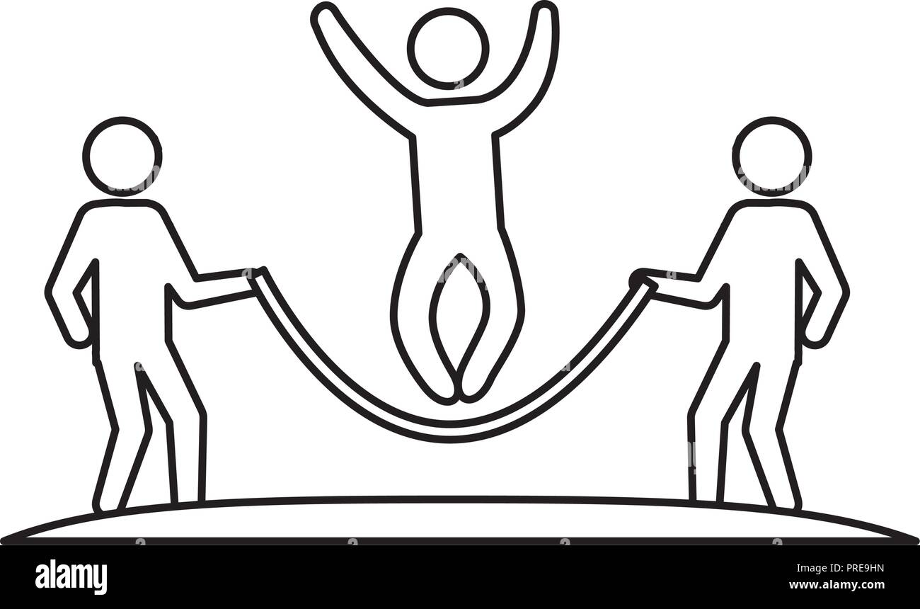 group of people teamwork jump rope vector illustration design Stock ...