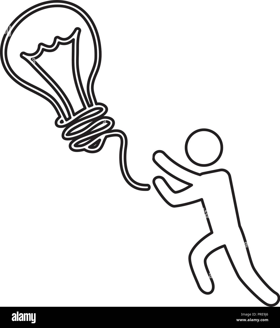 human figure with bulb silhouette icon vector illustration design Stock ...