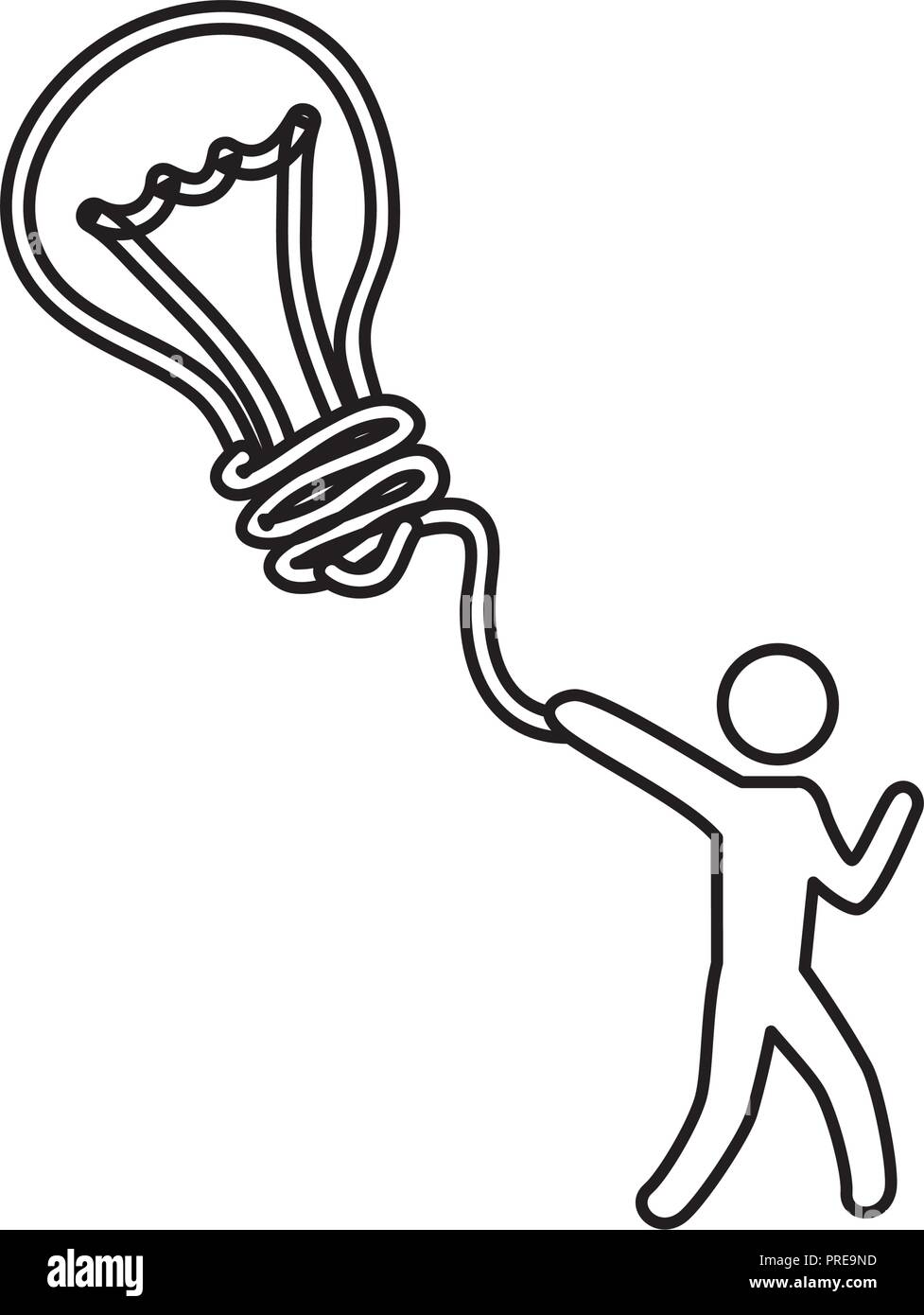 human figure with bulb silhouette icon vector illustration design Stock ...