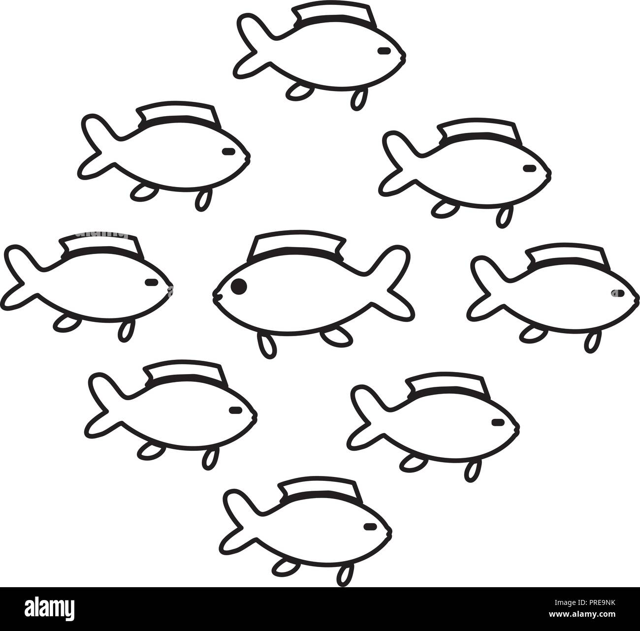 Fish shoal icon Black and White Stock Photos & Images - Alamy