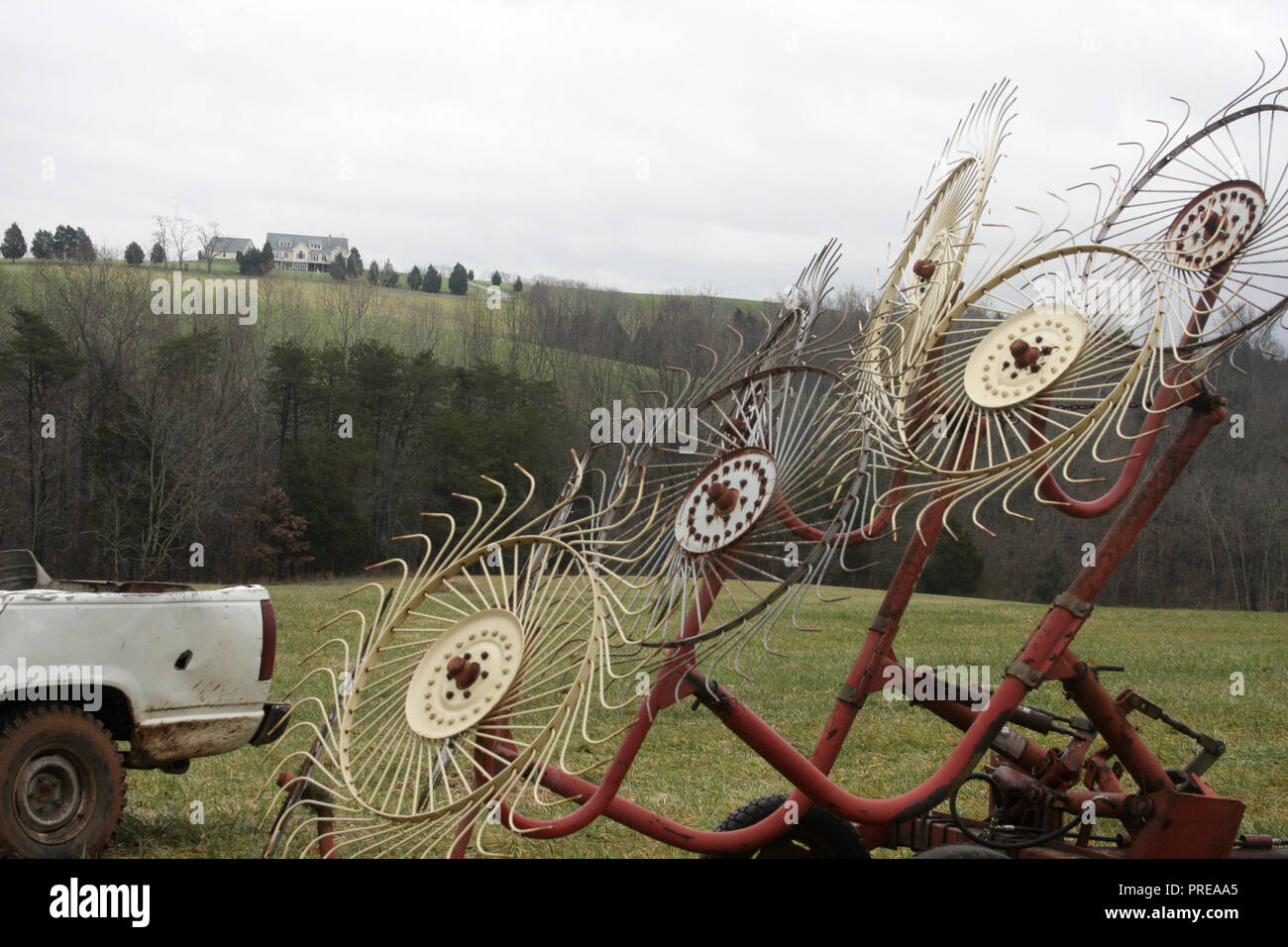 Hay rake machine Stock Photo - Alamy