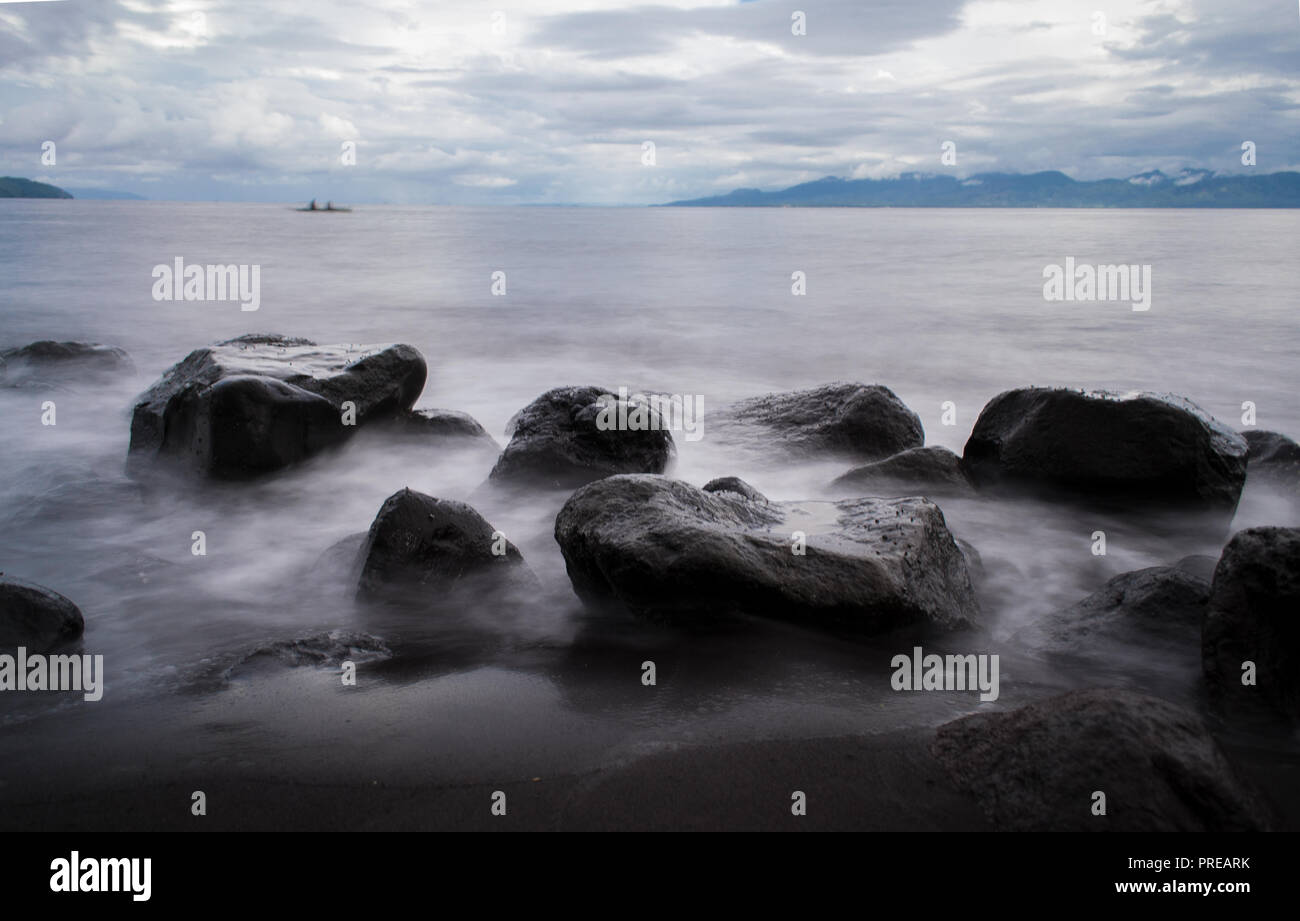 Black Sand Beach around Sto. Domingo, Albay Stock Photo - Alamy