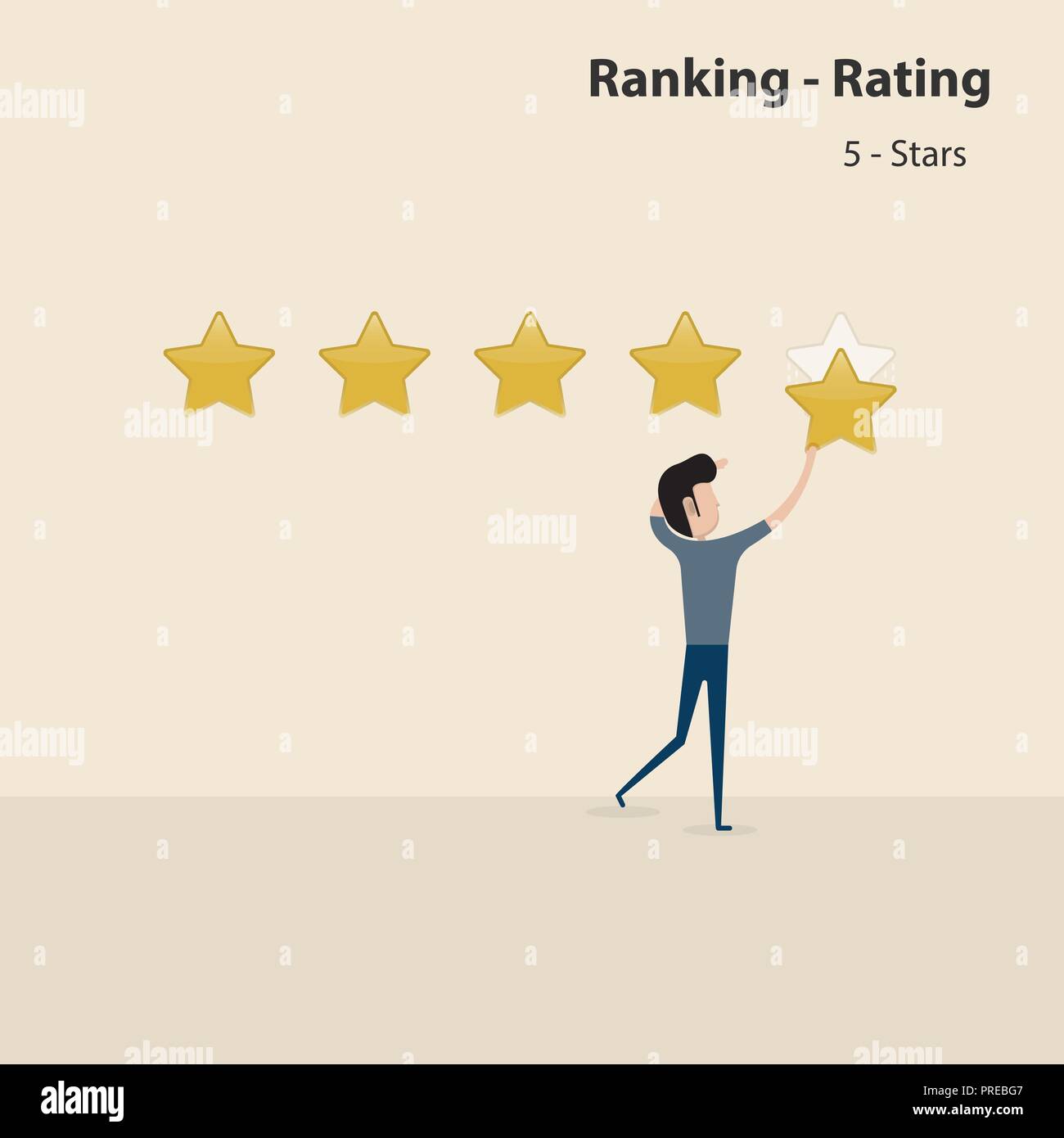 Businessman cartoon character with rating or raking concept on the ...