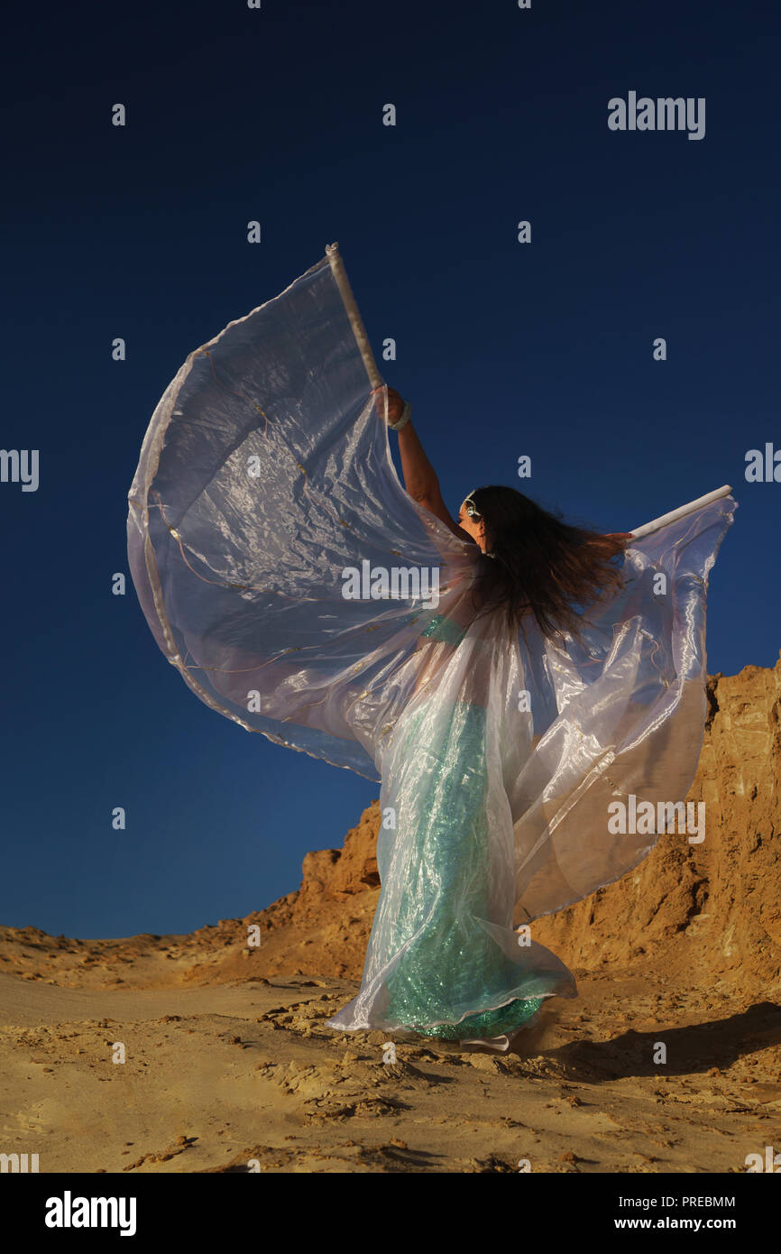 Oriental Beauty dancing belly dance with wings. Middle Eastern art. The ...